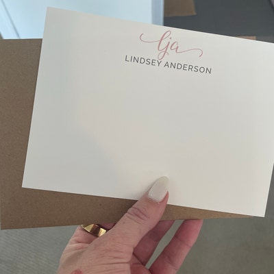 Personalized Note Cards Set, Monogram Stationery Monogrammed Note Card ...