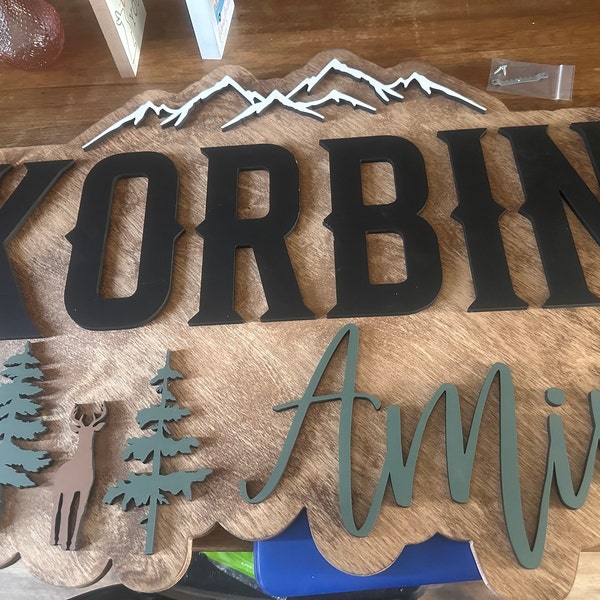 Custom Woodland Theme Name Sign, Wildlife Nursery Decor, Woodland 3D ...