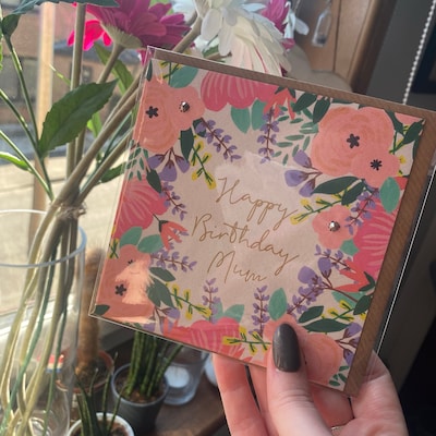 Lottie Simpson 'happy Birthday Mum' Floral Mini Card - Etsy