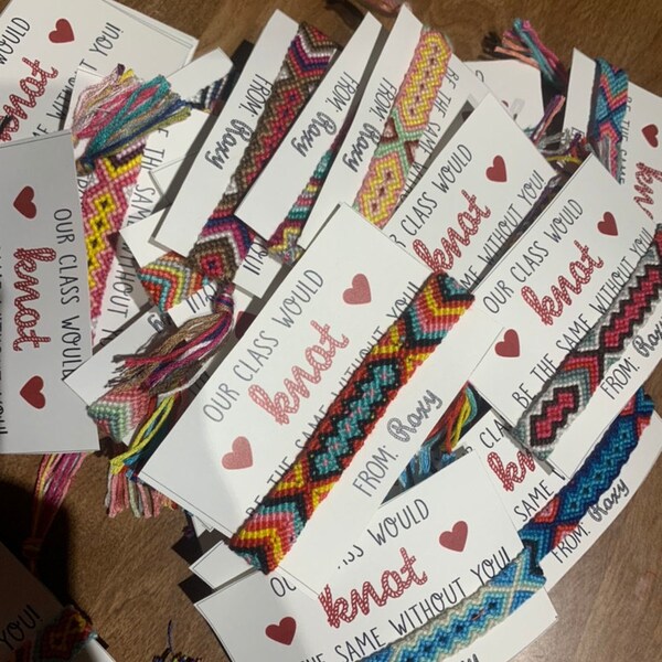 Knot Valentine Cards PRINTABLE Friendship Bracelet Valentine's Day Card ...