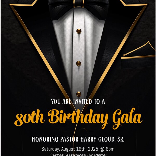 Royal Blue & Gold Birthday Party Invitation - Etsy