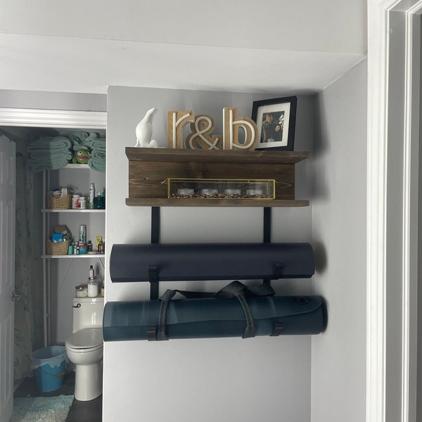 Yoga Mat Rack 2 Shelves With 2 Mat Racks, Yoga Decor, Gym Mat Rack, Gym ...
