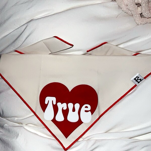 Personalized Puff Vinyl Heart Dog Bandana, Custom Pink and Red Heart ...