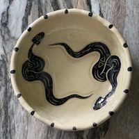 Set of Plates Made to Order White Clay W Black Snakes - Etsy UK