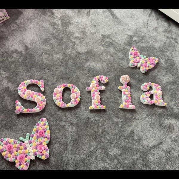 Flower Letters Nursery Name Sign Flower Wall Art Flower Letter Name ...