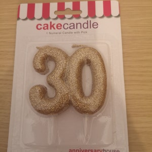 Number 30 Gold Glitter Candle 30th Birthday Gold Candle - Etsy UK