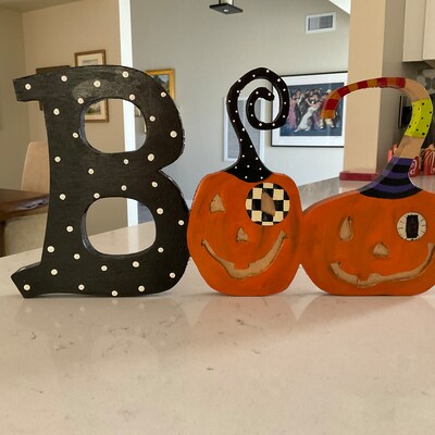 Unfinished Wooden boo Halloween Sign - Etsy