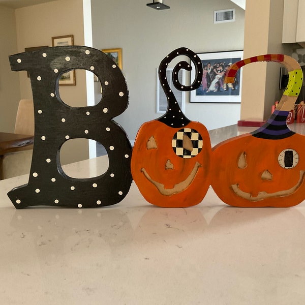 Unfinished Wooden "boo" Halloween Sign - Etsy