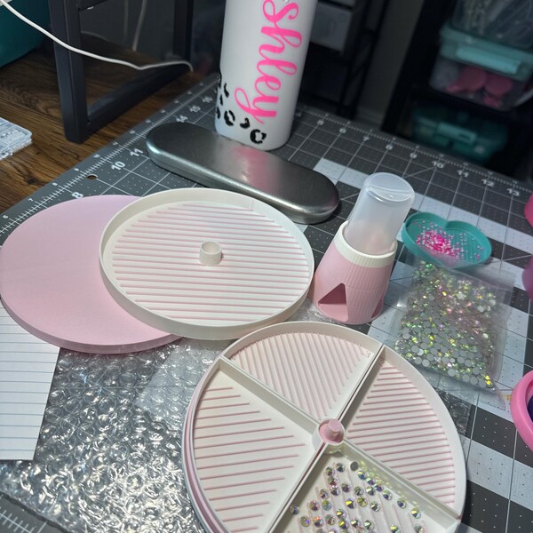 Spinnable 3D Printed Leopard Print Rhinestone Tray W/multiple ...