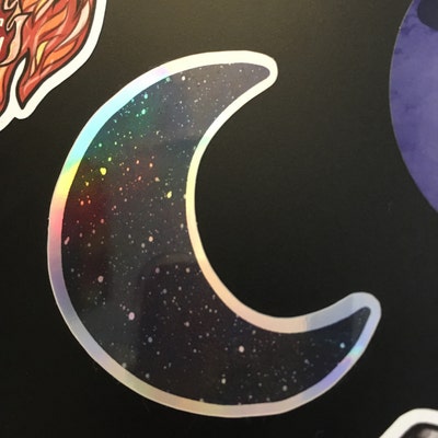 Moon Sticker Galaxy Sticker Holographic Sticker Laptop - Etsy
