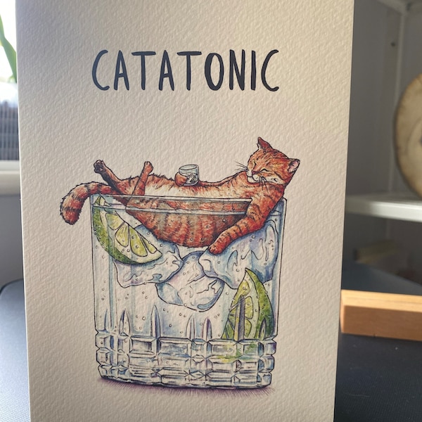 Catatonic Card - Ginger Cat Card - Funny Cat Card - Cute Cat Card - Cat ...
