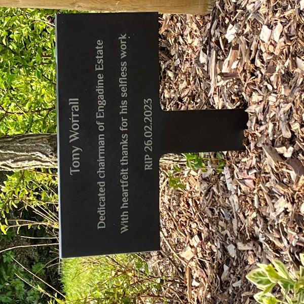 Wooden Memorial Post & Plaque With Engraved Brass Front, for Pets, Tree ...