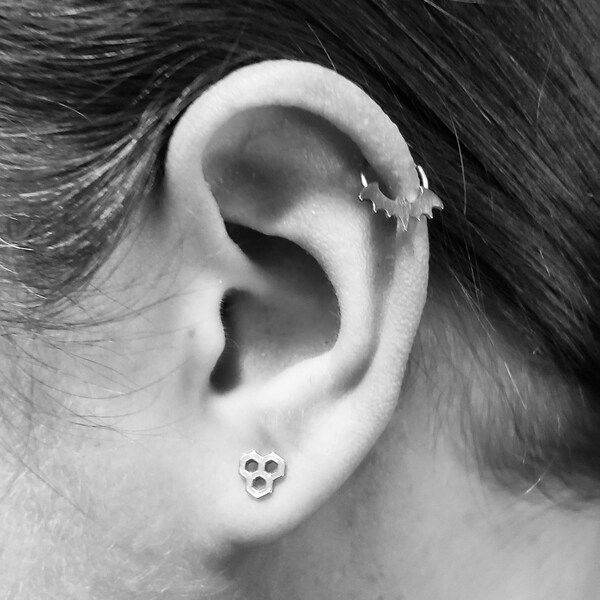 Bat Daith Ring, Sterling Silver Daith Piercing, Daith Hoop, Bat Daith ...