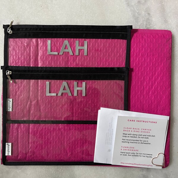 Set of 2 Monogram Clear Bags, Organizational Clear Bag Set With ...