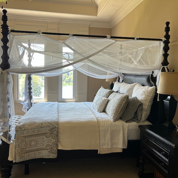 Silk Bed Canopy Curtain. Queen and King/californian King - Etsy