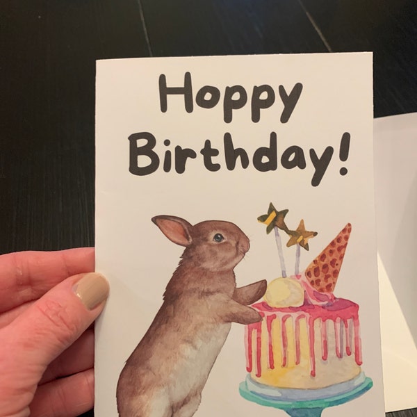 Printable Bunny Birthday Card, Funny Animal Birthday Card, Animal ...