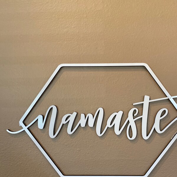 Namaste Geometric Wall Sign, 14"w X 10"h, Wooden Sign Art for Nursery ...