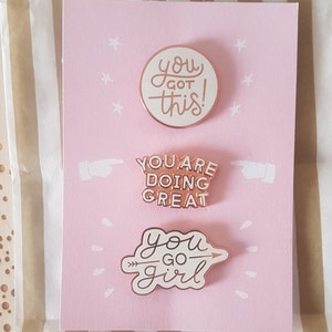 Set of 3 Enamel Pins Motivational Pins Fun Pin Badges Be - Etsy