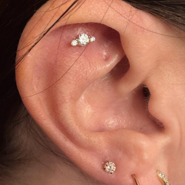 Titanium Sparkly Umber Cz Threadless Push Pin Labret, Coffee Cz Flat ...