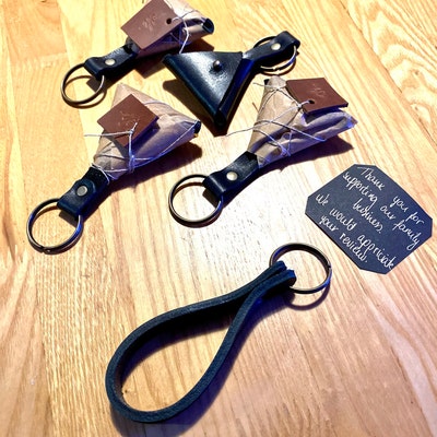 Leather Keychain, Leather Key Holder, Triangle Key Fob, Small Coin ...