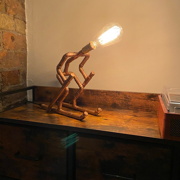 Large Double Light Copper Pipe Lamp Retro Man on A Bench Lamp Post ...