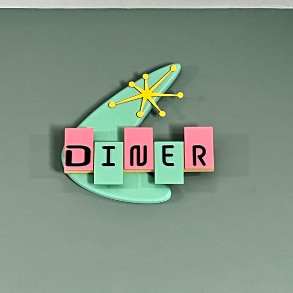 1950s Style Atomic Diner Sign - Retro Futurism - Painted Space Age ...