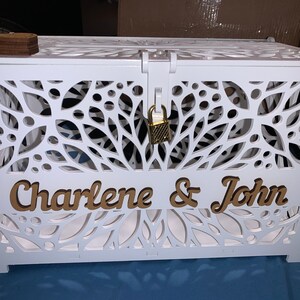 Wedding card box with lock. wedding card holder. wedding post | Etsy