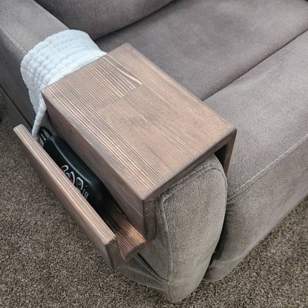 Functional Wood Armrest Table, Couch Arm Rest Table With Magazine Stand ...