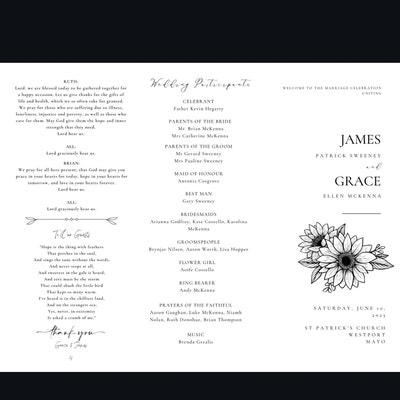 Catholic Wedding Mass Program Booklet full Mass, Trifold Catholic ...