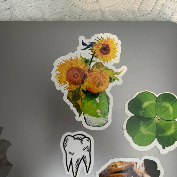 First Rendition of Sunflowers Cutout Sticker, Waterproof Vinyl Sticker ...