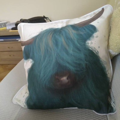 Highland Cow in Turquoise Modern Farmhouse Decor Cow Farm - Etsy