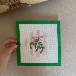 Hand Painted Mistletoe Needlepoint Canvas - Etsy