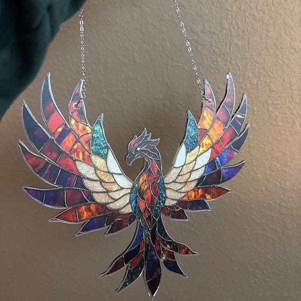 Phoenix Window Hanging Acrylic Ornament, Fantasy Lover Gift, 2D Flat ...