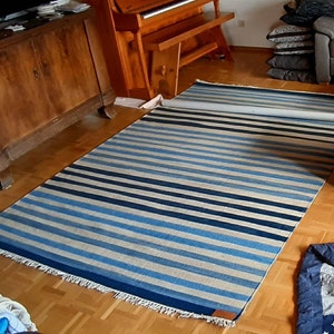Blue Patchwork Denim Rug, Handwoven Denim Carpet 200 X 300 Cm ...