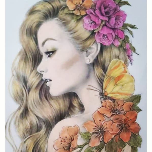 Maria | Mariola Budek - Premium Coloring Page | Printable Adult Women ...