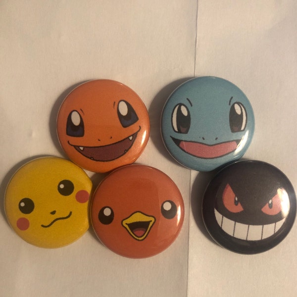 Choose 1 Pin - Pokemon Faces Button Pinback Pins - Etsy