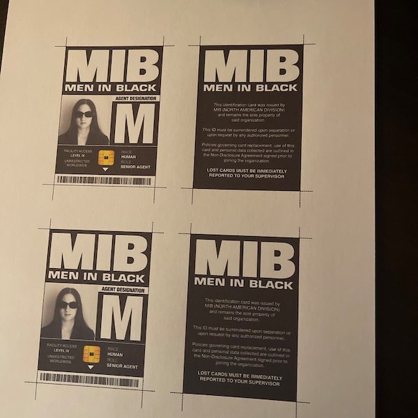 Personalized MIB Men in Black ID Card Personalized Agent - Replica Prop ...