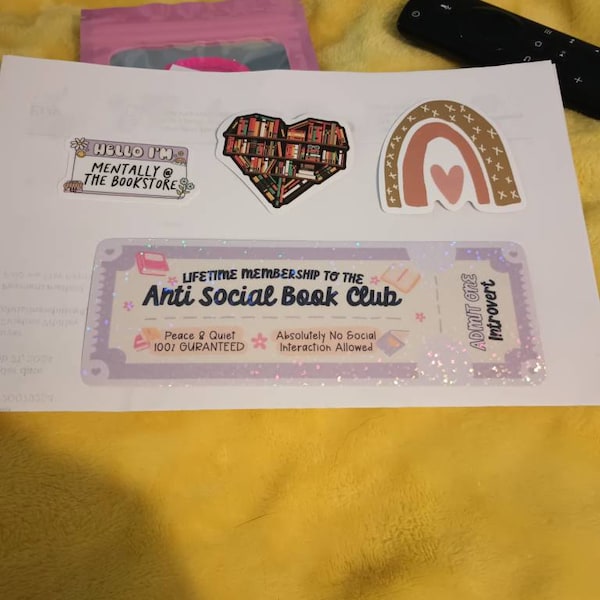 Antisocial Book Club Bookmark| Handmade| Cute Gift| Bookish| Book ...