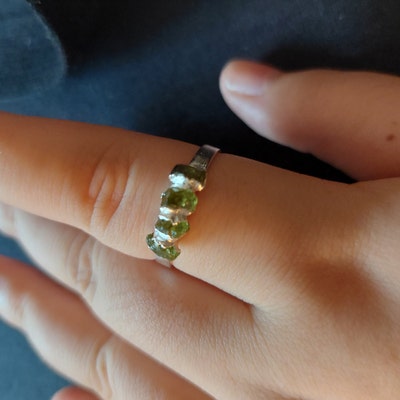Natural Green Peridot Ring, Raw Peridot Ring, Copper & Peridot Ring ...
