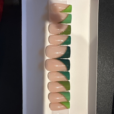 3D Blue Croc French Tip Press on Nails Charms Press on Nails Long Nails ...