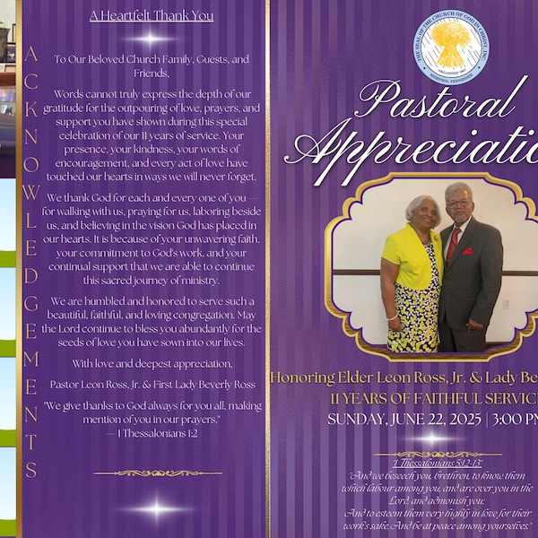 CANVA Church Usher Anniversary Day Program | 11x8.5 US Letter Bulletin ...