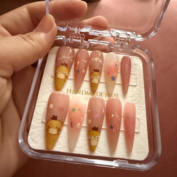 Gengar/handmade Press on Nails/kawaii Cute Nails/pure Hand-painted Nail ...