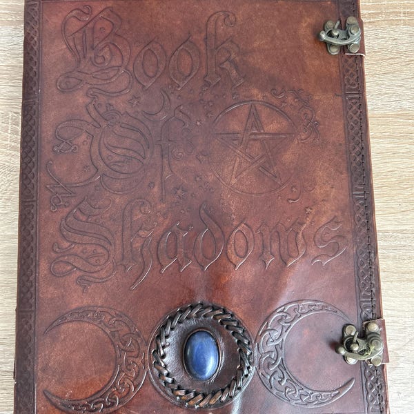 Book of Shadows, Leather Grimoire, Leather Journal, Magic Book, Celtic ...