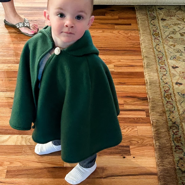 Kids Cloak, Boys Girls Green Hooded Cloak Fleece Elf, Elven, Archer ...