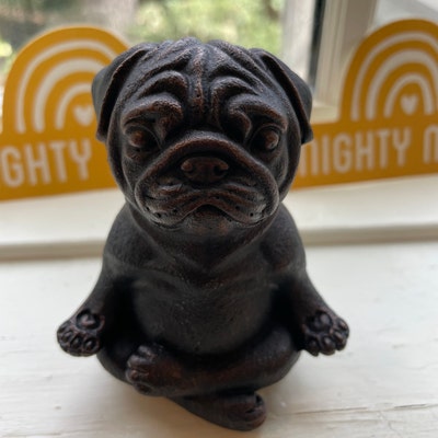 Bronze Budha Pug Yoga Meditation, Spiritual Office Decor, Birthday for ...