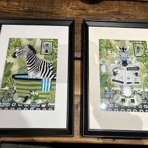 Tiger in Bathroom Reading Newspaper Print, Tiger on Toilet Art, Tiger ...