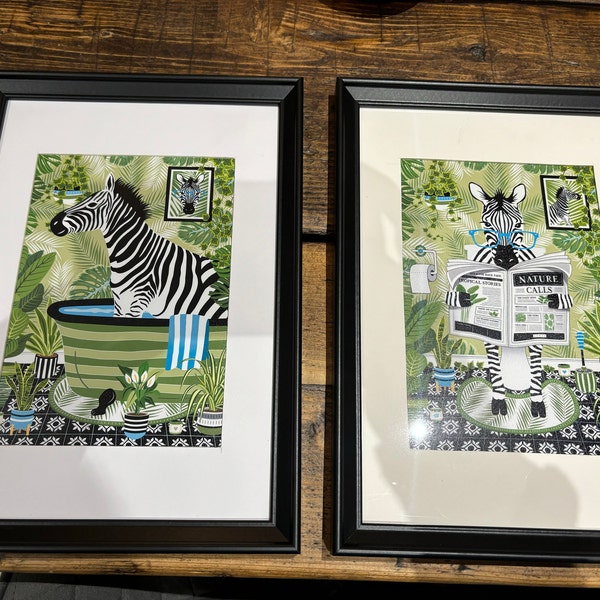 Tiger in Bathroom Reading Newspaper Print, Tiger on Toilet Art, Tiger ...