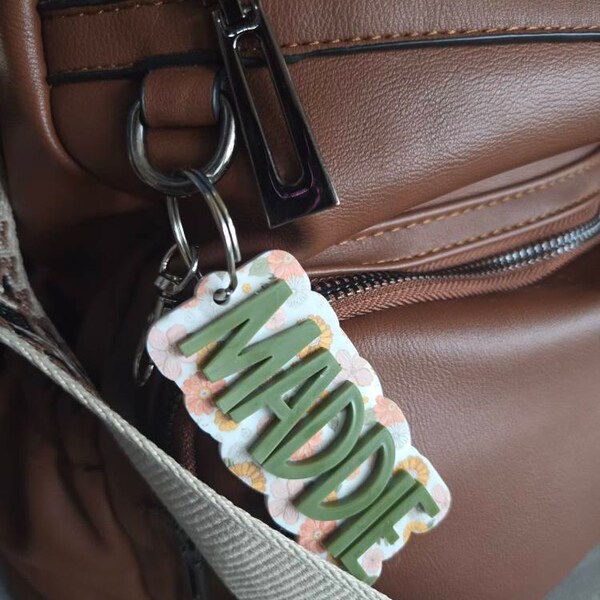 Acrylic Name Keychain, 3D Name Keychain, Backpack Keychain, Kids ...