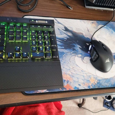 Mushroom Deskmat Anime Cat Mouse Pad Cute Green XL Mousepad Cat Desk ...