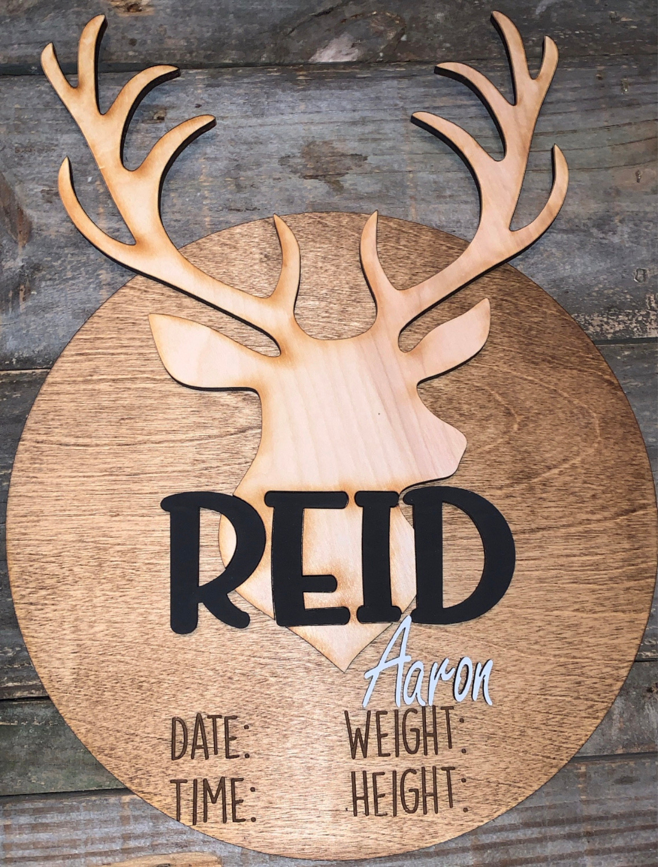 Custom Circle Signs Deer and Buck Door Hanger Woodland | Etsy